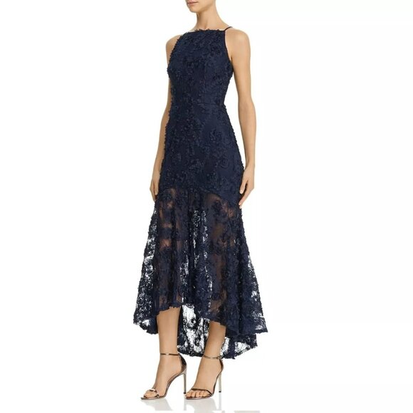 Avery G | Dresses | Avery G Womens Navy Blue Textured Halter Sleeveless ...